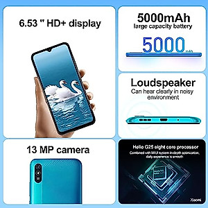 Xiaomi Redmi 9A (32GB+2GB) Factory Unlocked (Only Tmobile/Mint/Ultra USA Market) Global Dual Sim 13MP + (w/Fast Car Charger Bundle) (Sky Bluee)
