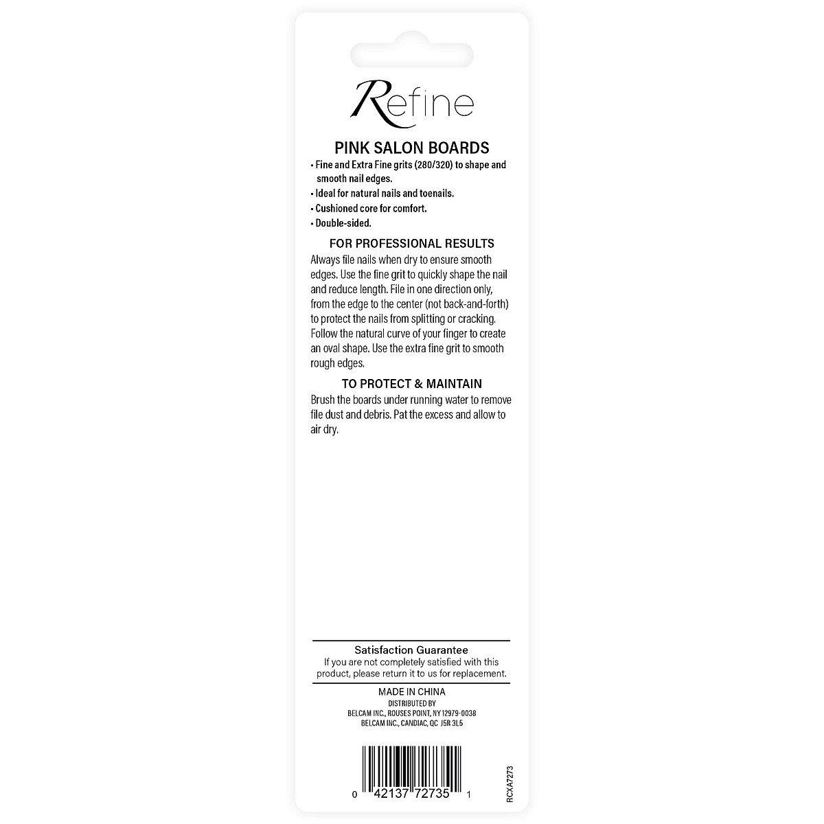 REFINE Pink Salon Boards Cushioned Nail Files, Fine/Extra-Fine 280/320 Grit for Natural Nail Manicure and Pedicure, 6 Count