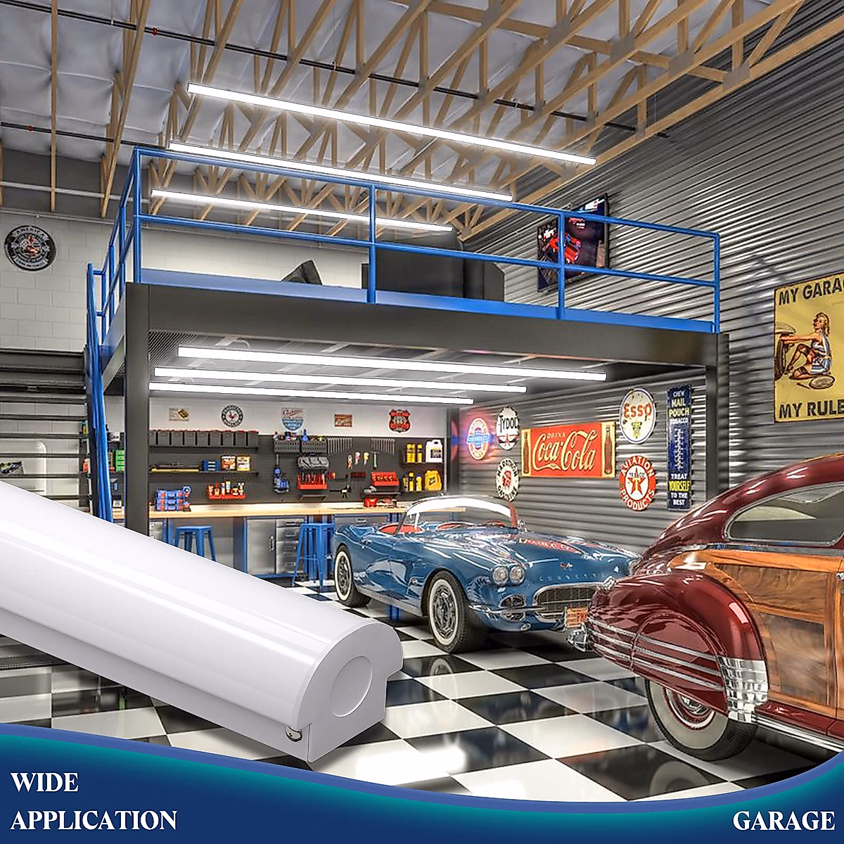 ANTLUX 8FT LED Shop Lights 110W Strip Lights [6-lamp T8 Fluorescent Equiv.], 12000LM, 5000K, Compact Commercial 8 Foot Light Fixtures for Warehouse, Garage, Energy Saving up to 4000W/5 Years, 6 Pack