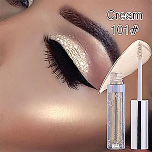 Hotiary Glitter Liquid Eyeshadow, Metallic Glitter Shimmer Sparkling Eye Shadow, Long Lasting Waterproof High Pigments Sparkle Eye Makeup Kit, Metals Gloss Eyeliner Pen(Gold Cream)