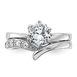 925 Sterling Silver 2 Piece Cubic Zirconia Cz Wedding Band Ring Set Fancy Engagement Fine Jewelry For Women Gifts For Her