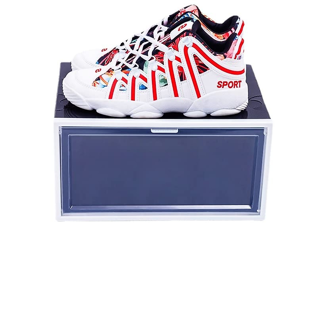 Shoe Storage, 12 Pack Large Shoe Organizer for Closet, Shoe Boxes Clear Plastic Stackable Shoe Storage Boxes for (White)