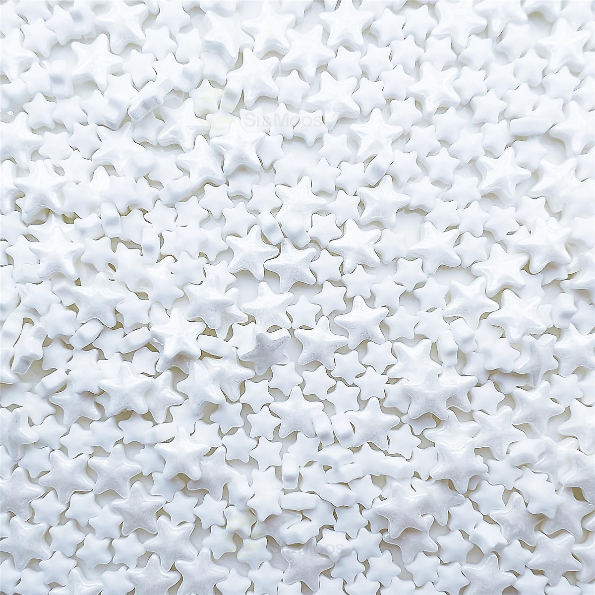 SE Si&Moos White Star Sprinkles Edible White Stars for Cake Decorating Star Icing Decorations Edible Stars Large and Small Christmas Cookie Decorations White Sprinkles for Cake,Cupcakes 3 OZ with Tweezers