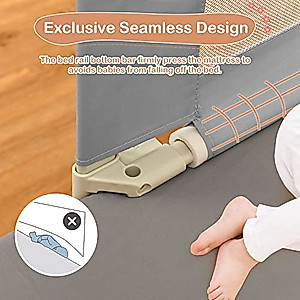 HONEY JOY Bed Rail for Toddlers, 77-in Extra Long, Portable Safety Bed Guardrail w/Side Pocket, Baby Bed Rail Guard, Fit King & Queen Full Twin Size Bed Mattress (77 INCH, Gray)