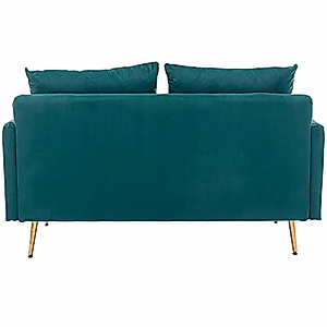 DM Furniture Mini Loveseat with Storage, Modern 53" Button Tufted Velvet Tiny Sofa Couches for Living Room/Bedroom/Office/End of Bed, Peacock Green