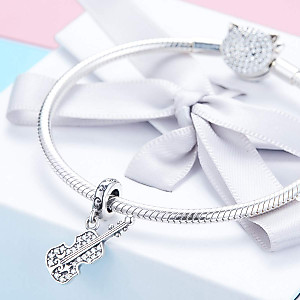 Fans of Violin Charms Beads 925 Sterling Silver Music Bead Vote Charm Fit Original Bracelet (Guitar Dangle)