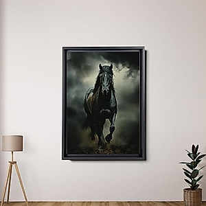 Majestic Black Stallion Galloping In The Clouds, Black Horse On Salt Flats, Canvas Print, Black Horse Print, Black Horse Wall Art, Canvas Prints, Art Print