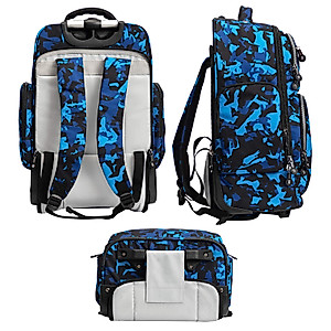 SKYMOVE 20 inches Big Storage Multifunction Travel Wheeled Rolling Backpack Luggage Books Laptop Bag, Blue