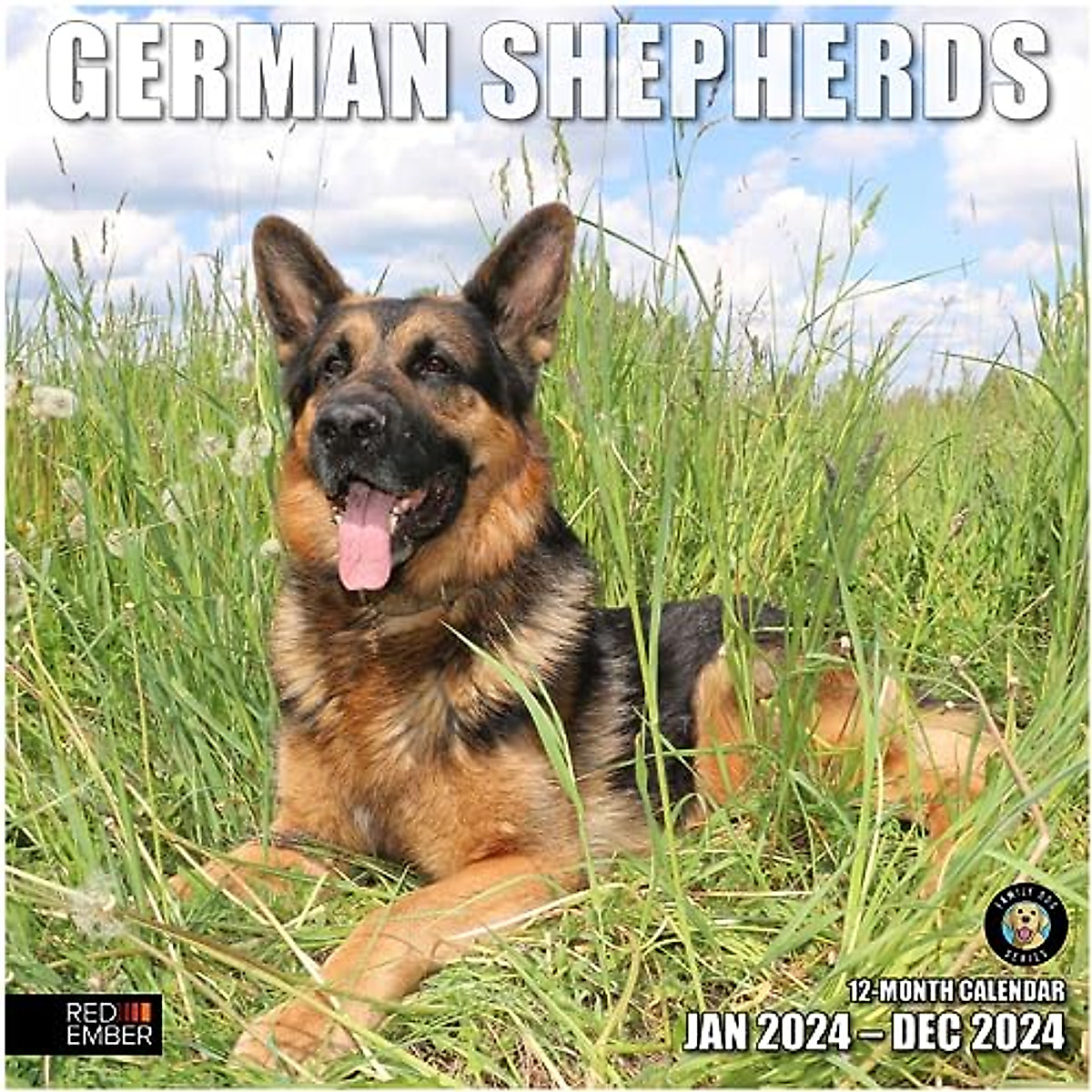 RED EMBER German Shepherds 2024 Wall Calendar 12 Month | 12" x 24" Open | Thick & Sturdy Paper | Giftable | Calendar 2024