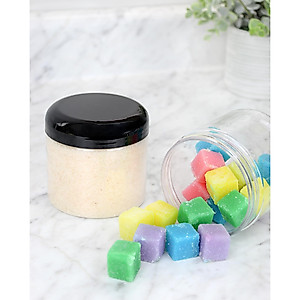 Cornucopia Brands 16oz Clear Plastic Jars w/Domed Lids (6 pack); BPA Free PET Stackable Straight Sided Canisters for Bathroom & Kitchen Storage