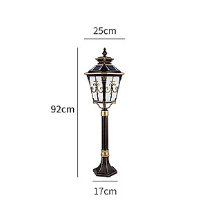 Vintage Solar Column Light LED Post Lamp Outdoor Retro Glass Lantern European Antique Aluminum Metal Courtyard Lighting Park Community Path Street Light Victorian High Pole Lamp IP65 Deck Patio