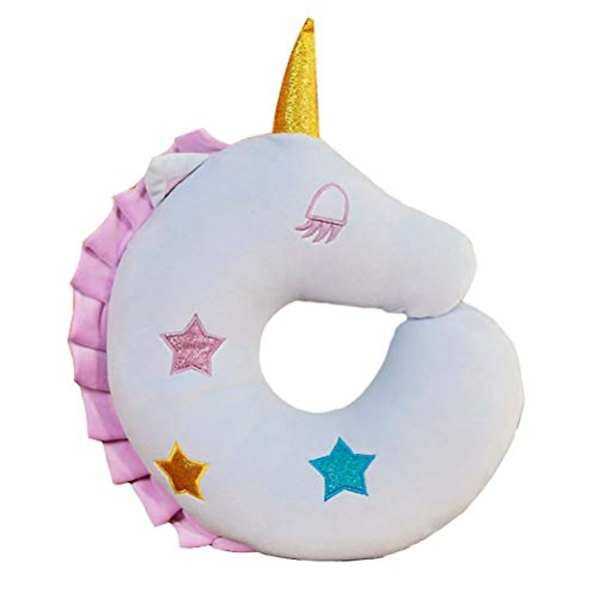 LJCM U Shaped Travel Pillow, Portable Cute Lightweight Cartoon U Shaped Neck Cushion Soft for Office for Students (Blue)