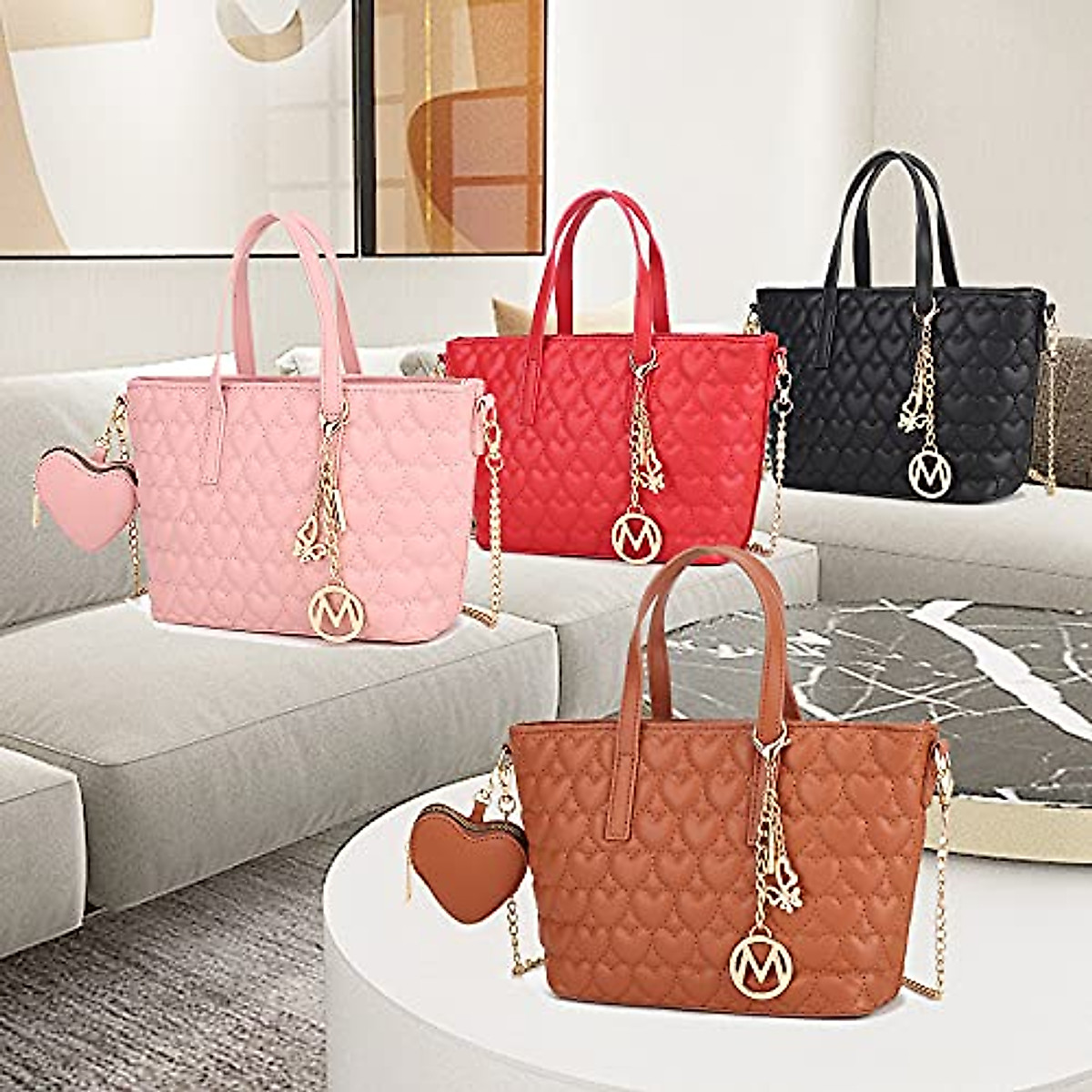 MKF Collection Crossbody Bag for Women, & Coin Pouch – PU Leather Top-Handle Satchel Shoulder Handbag Blue