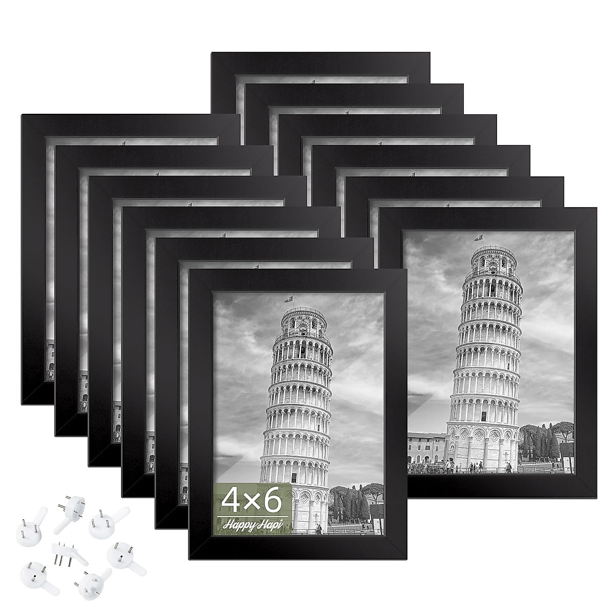 4x6 Picture Frame Set of 12, Photo Frame for 4x6 Pictures, Tabletop or Wall Mount Display Picture Frames for Prints, Photos, Paintings, Landscape and Kids Artwork (Black)
