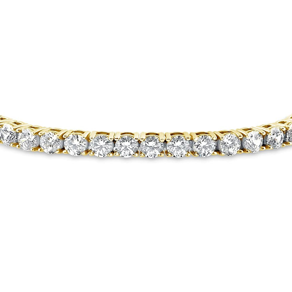 BERRICLE Sterling Silver Cubic Zirconia CZ Fashion Tennis Bracelet for Women, Yellow Gold Flashed 7"
