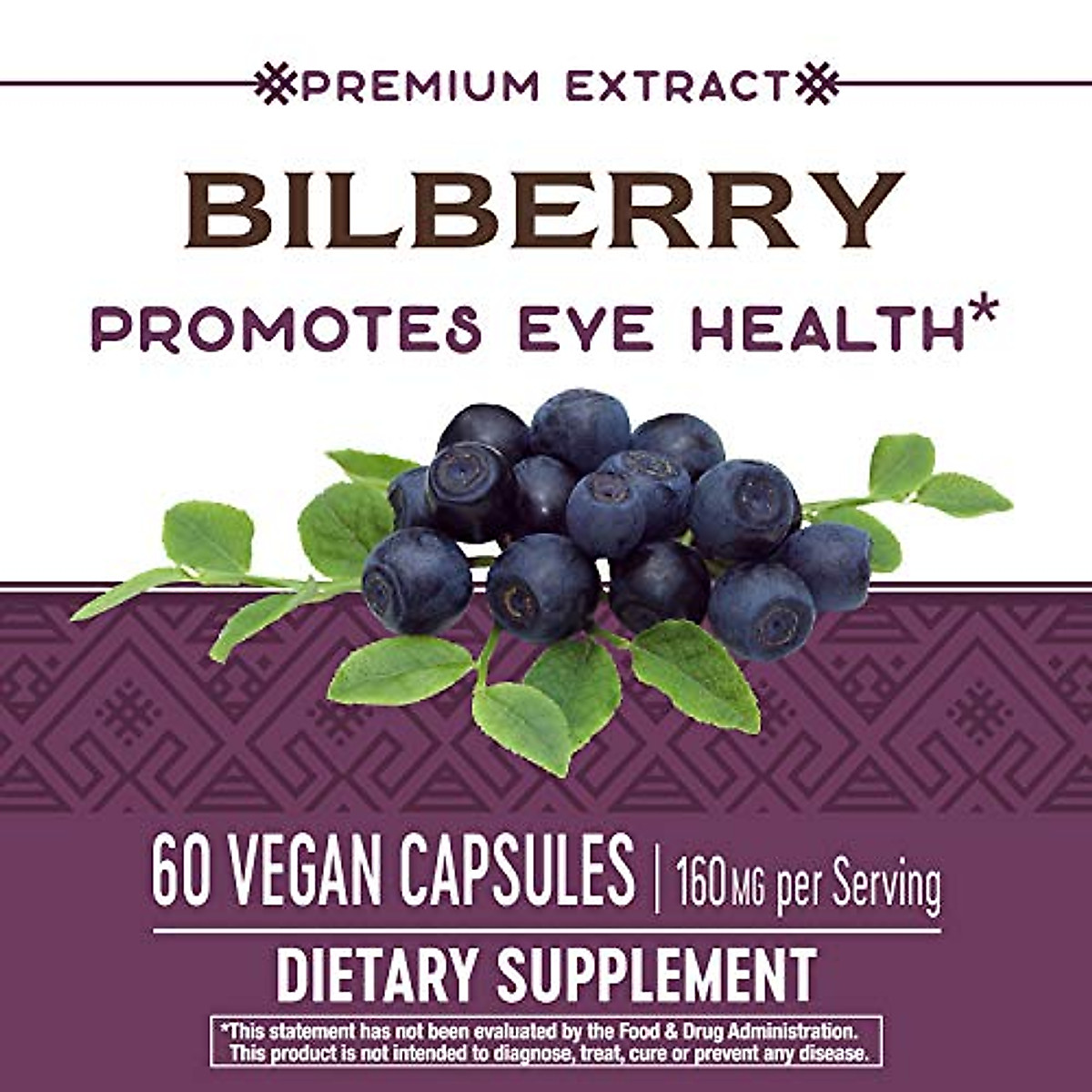 Nature's Way Premium Extract Bilberry 36% Anthocyanins 160 mg Potency 60 Vcaps