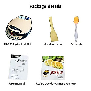 Liven Electric Baking Pan LR-A434 Multi-functional Smokeless Indoor Skillet Griddle, US DuPont Non-Stick Coating, Detachable Upper and Lower Grill Pan, Easy to Clean, Khaki, Programmable