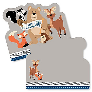 Stay Wild - Forest Animals - Shaped Thank You Cards - Woodland Baby Shower or Birthday Party Thank You Note Cards with Envelopes - Set of 12