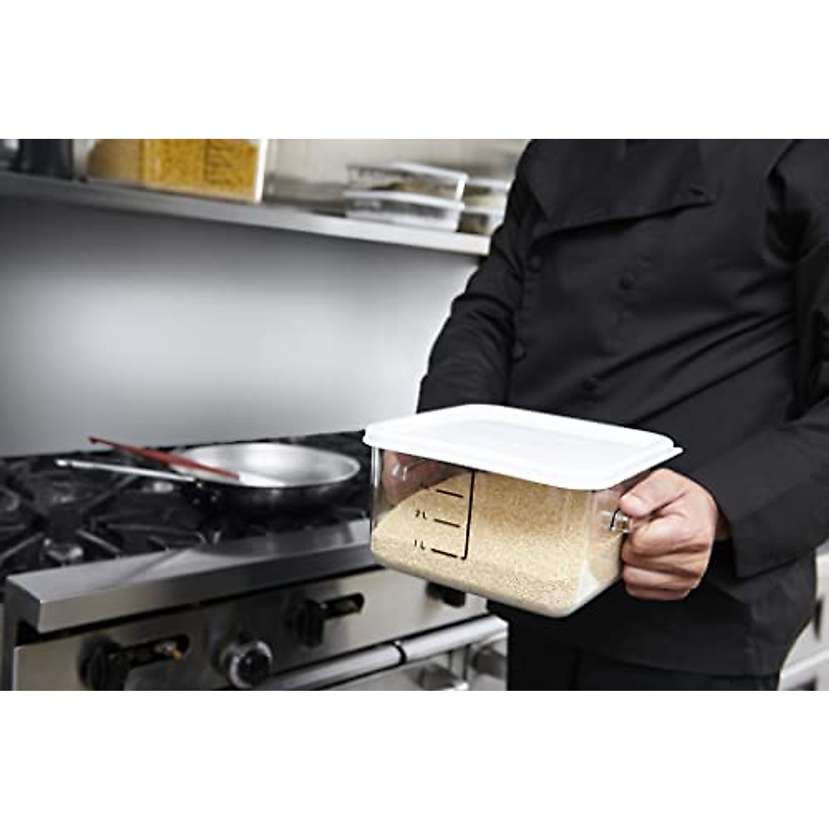 Rubbermaid Commercial Products Polycarbonate Space Saving Storage Container, 1-Gallon, Clear, Best use for Restaurant Kitchens/Lunch, Pack of 12