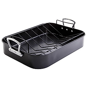 Gibson Home Broxton 2 Piece Non-Stick Turkey Roaster, Black