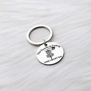 TIIMG Funny Disc Golf Keychain Frisbee Golfer Gift Best Disc Golfer Gift Gift for Disc Golfer Dad Husband (The Course Is Calling)