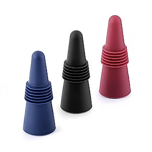 Wine Stoppers for Wine Bottles, Silicone Reusable Wine, Champagne & Beverage Bottle Stopper with Grip Top. Keeps Wine fresh, Reusable Wine Cork - Great for Weddings & Events. (Variety)