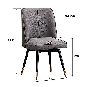Yongchuag Swivel Dining Chairs Set of 2 Upholstered Accent Chair for Living Room Dining Room Leisure Armless Desk Chair Gray