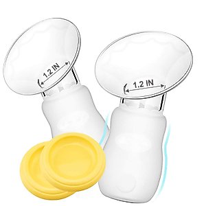 2 Pack Silicone Manual Breast Pump with Protective Lid, 100% Food Grade Silicone, Whole Shaped Technology, BPA-Free(Yellow)