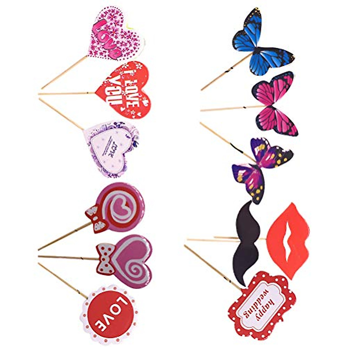 Amosfun Birthday Cake Toppers Double- Sided Printing Cake Picks Romantic Cake Decor Paper Creative Cake Toppers Cake Decorative Plug Flag for Party Cake Decortion