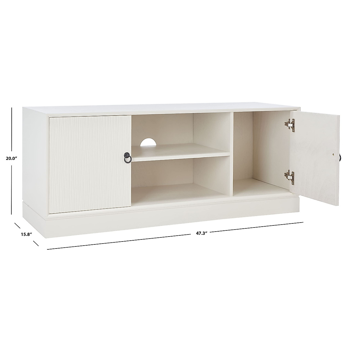 SAFAVIEH Home Collection Aliyah White 2-Door 1-Shelf Entertainment Media Stand up to 55" Flatscreen TV