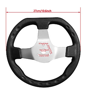 Togarhow 270mm Steering Wheel Assembly with Tie Rod Rack Adjustable Shaft and Front Wheel Hubs with Steering Knuckle Kit Full Steel Off-Road Gear Rack Fit for 110cc 125cc Go Kart Bike(10.6")