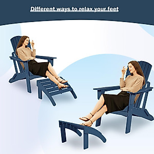 Aoodor Outdoor Adirondack Ottoman, HDPE Adirondack Chair Ottoman, Outdoor Patio Weather Resistant for Patio, Porch, Backyard, Garden, Lawn, Deck - Blue