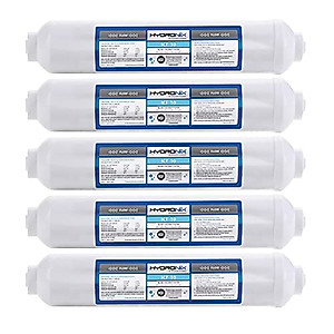 5 Pack - Hydronix ICF-10 Reverse Osmosis Post Polishing, Fridge & Ice Inline Coconut GAC Water Filter, 2000 Gal 1/4" NPT