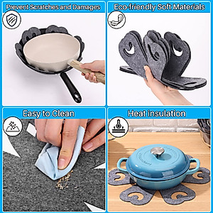 MUAKIOY (Set of 20) Pot and Pan Protectors for Stacking, 4 Different Size, Large High-Density Felt Pads Cookware Separators Dividers Cushioning to Avoid Scratching or Marring, Grey