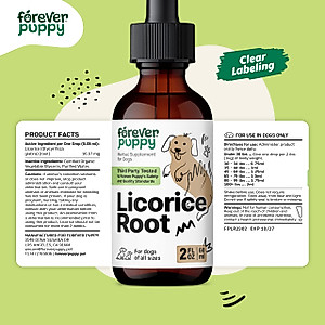 Licorice Root Tincture for Dogs - Respiratory Health Supplements - Lung Support Drops for Pets - Liquid Dog Vitamins and Supplements for Lung Detox & Cleanse - No Preservatives - 2 oz