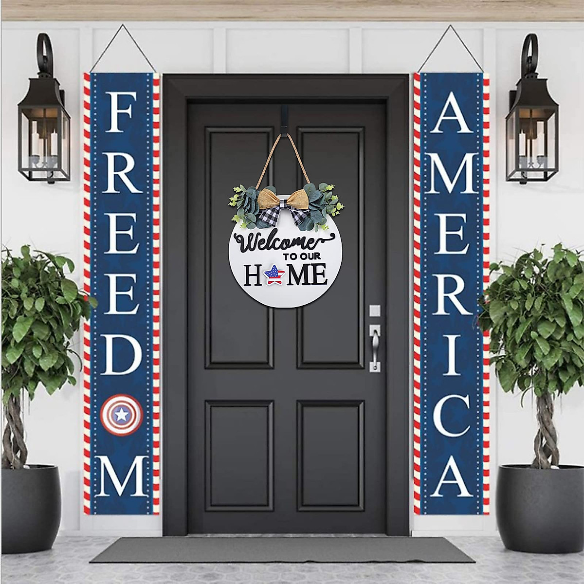 Seasonal Interchangeable Welcome Sign for Front Door Decor, Welcome to Our Home Sign with Holiday Pieces for Farmhouse Front Porch Decor and Housewarming Gift(White)