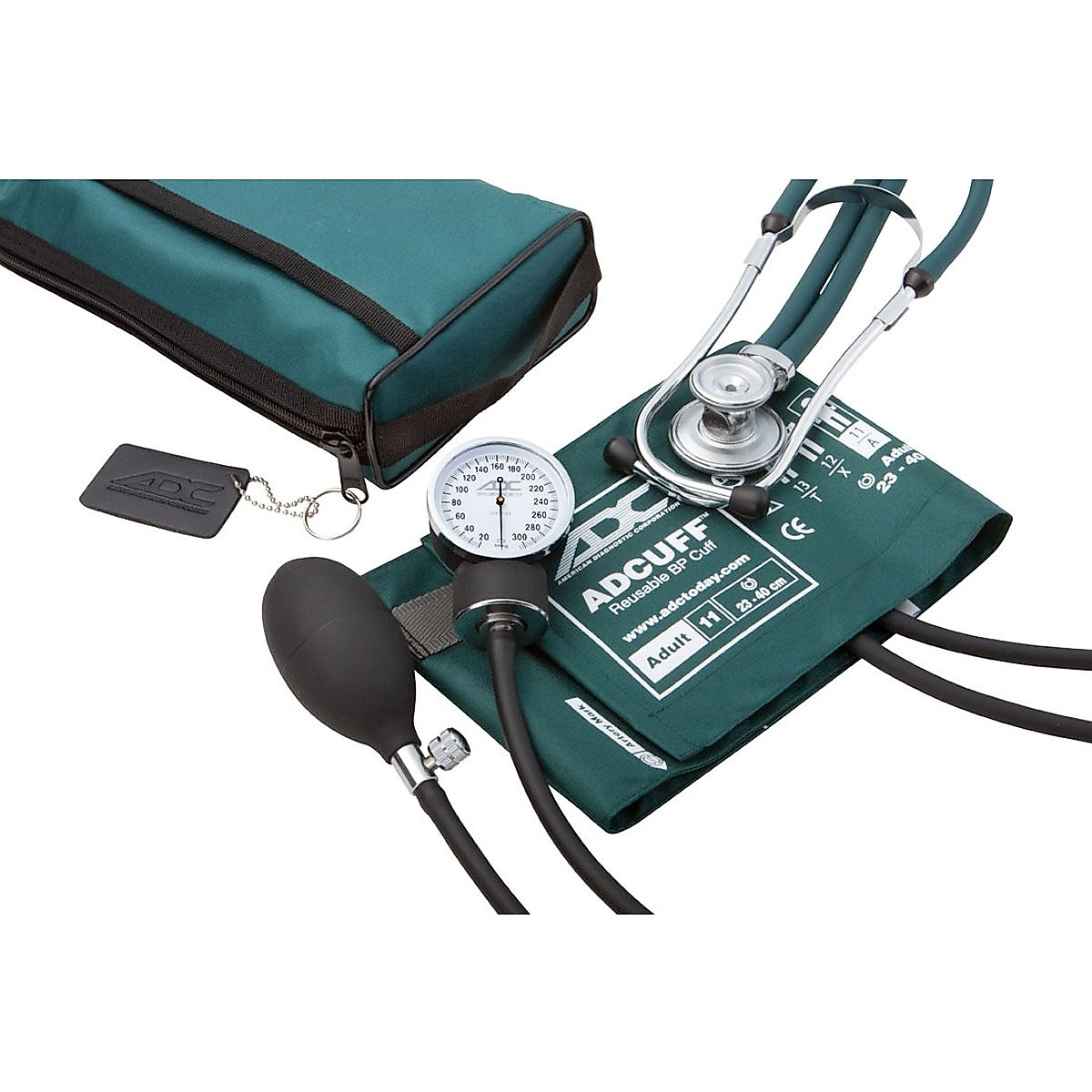 ADC Pro's Combo II SR Adult Pocket Aneroid/Scope Kit with Prosphyg 768 Blood Pressure Sphygmomanometer and Adscope 641 Sprague Stethoscope with Nylon Carrying Case, Teal