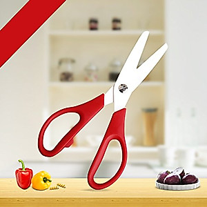 Ceramic Kitchen Scissor, FenglinTech 7.8 Inch Professional Porcelain Food Shear - (Red)