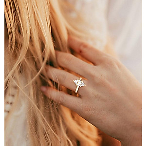 TIGRADE 2CT Engagement Ring for Women Marquise Cut Cubic Zirconia Wedding Band CZ Promise Anniversary Ring Size 3-12, Gold, Size 5.5