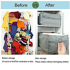 Butishop 2 Pcs Foldable Clothes Organizer Fabric Closet Drawer Organizers with Handle Wardrobe Compartment Storage Box for Underwear Socks Scarves Pants Shirts Organization(Grey)