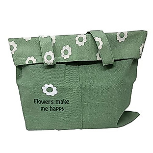 Green Flowers 100% Recycled Cotton Reversible Tote Bag - Summer, Gifts, School, Shopping bag, Green
