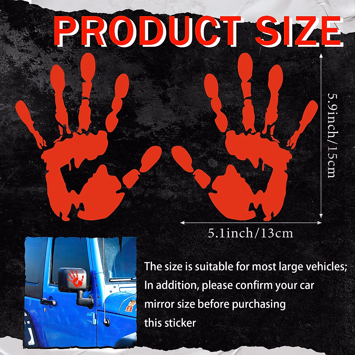 Sabary 2 Pcs Wave Stickers Wave Sign Decal Compatible with SUV Off Road Vehicle for Automobile Hand Stickers Car Decoration for Rearview Mirror Left Right(Red)