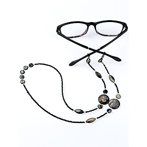 TOODOO 2 Pieces Glasses Chain for Women Beaded Eyeglass Straps Lanyards Sunglasses Holder Chain with 4 Pieces Silicone Loop (Color Set 1)