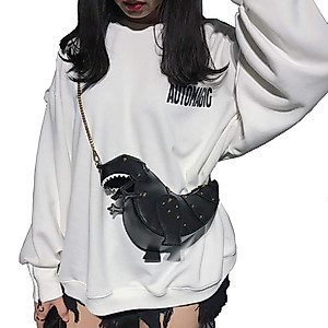 LA CHA Womens PU Leather Rivet Handbags Dinosaur Crossbody Purse for Teen Girls (Black)