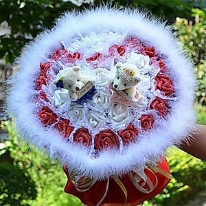 Raibertin 22g White Fluffy Marabou Feathers Boa Trim Decorative Crafts 1920s Accessories For Women Feather Boas Decorations for Christmas Clothes Dress
