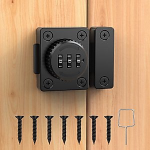 I-EASYDWW Combination Cabinet Latch, Keyless Drawer Lock, Easy to Install, Suitable for Kitchen Cabinet, Office Drawer, Wooden Furniture, One-Way Door, Etc (Black, 1 Pack)