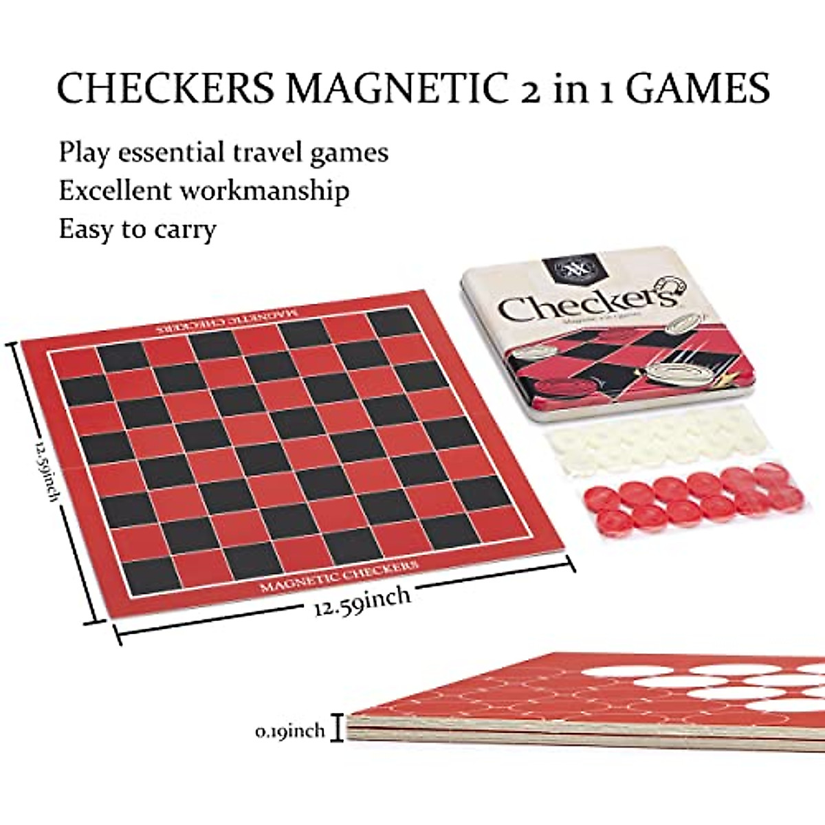 A&A Magnetic Pressman Checkers & Chinese Checkers/Classic Game with Folding Board and Interlocking Checkers/Travel Games