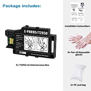 LiTuhorse Remanufactured T295000 Ink Maintenance Box T2950 for WF 100 WF100 EC-C110 EC C110 Inkjet Printer and Work with Workforce WF-100 Ink Cartridges 5 Pack