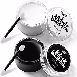 Spooktacular Creations Halloween Black and White Oil Face Body Paint Set 4 OZ with Brushes, Halloween Party Cosplay Clown Sfx Makeup for Adult and Kids