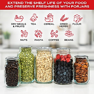 FORJARS Jar Vacuum Sealer Accessory Set for Mason Jars - Compatible with Regular and Wide Mouths, Cordless Pump for Portable Manual Hand Sealing, no electric. Vacuum Sealer with Plastic Lids